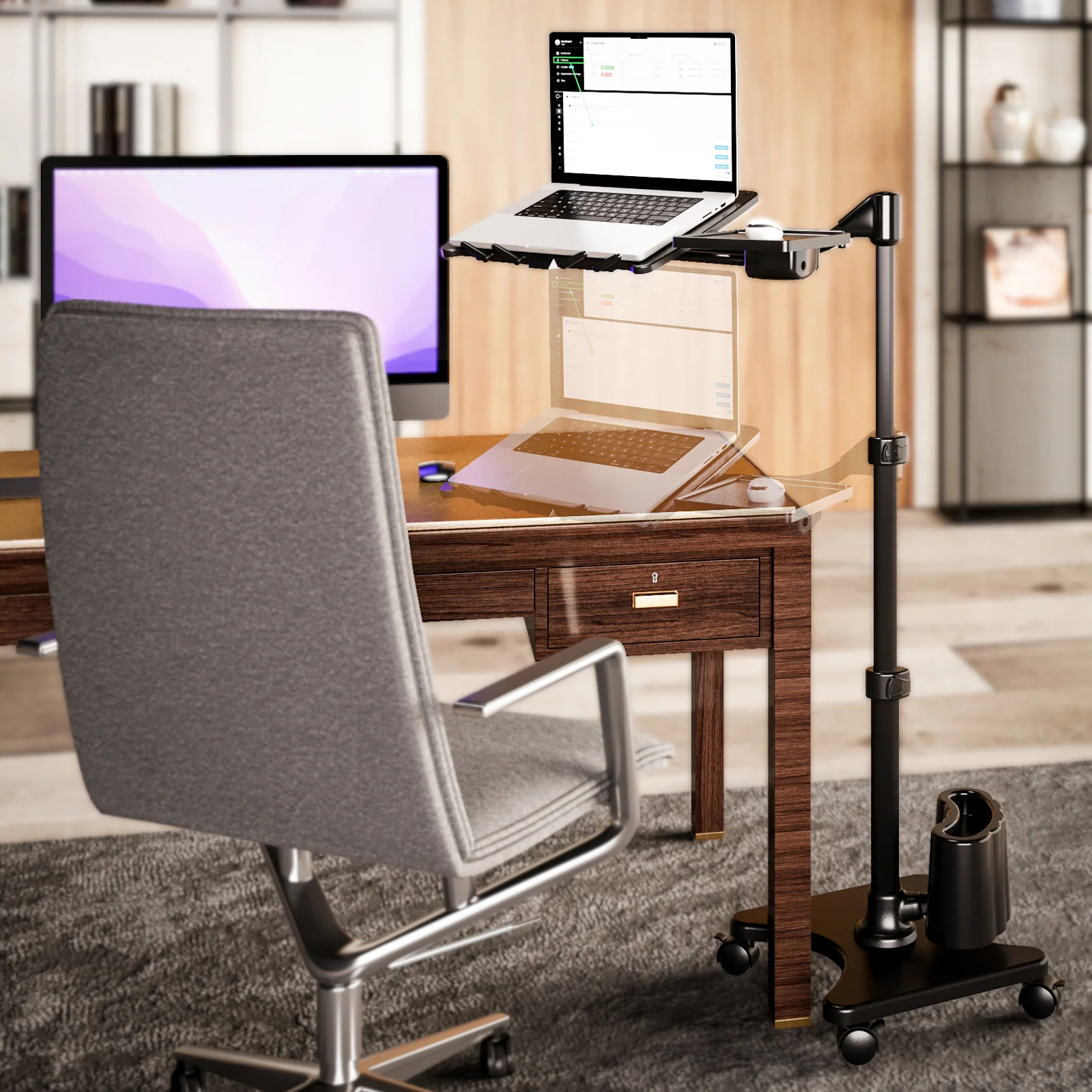 LEVO G2 Deluxe Rolling Laptop Stand with Mouse Tray (33801) by Levo ...