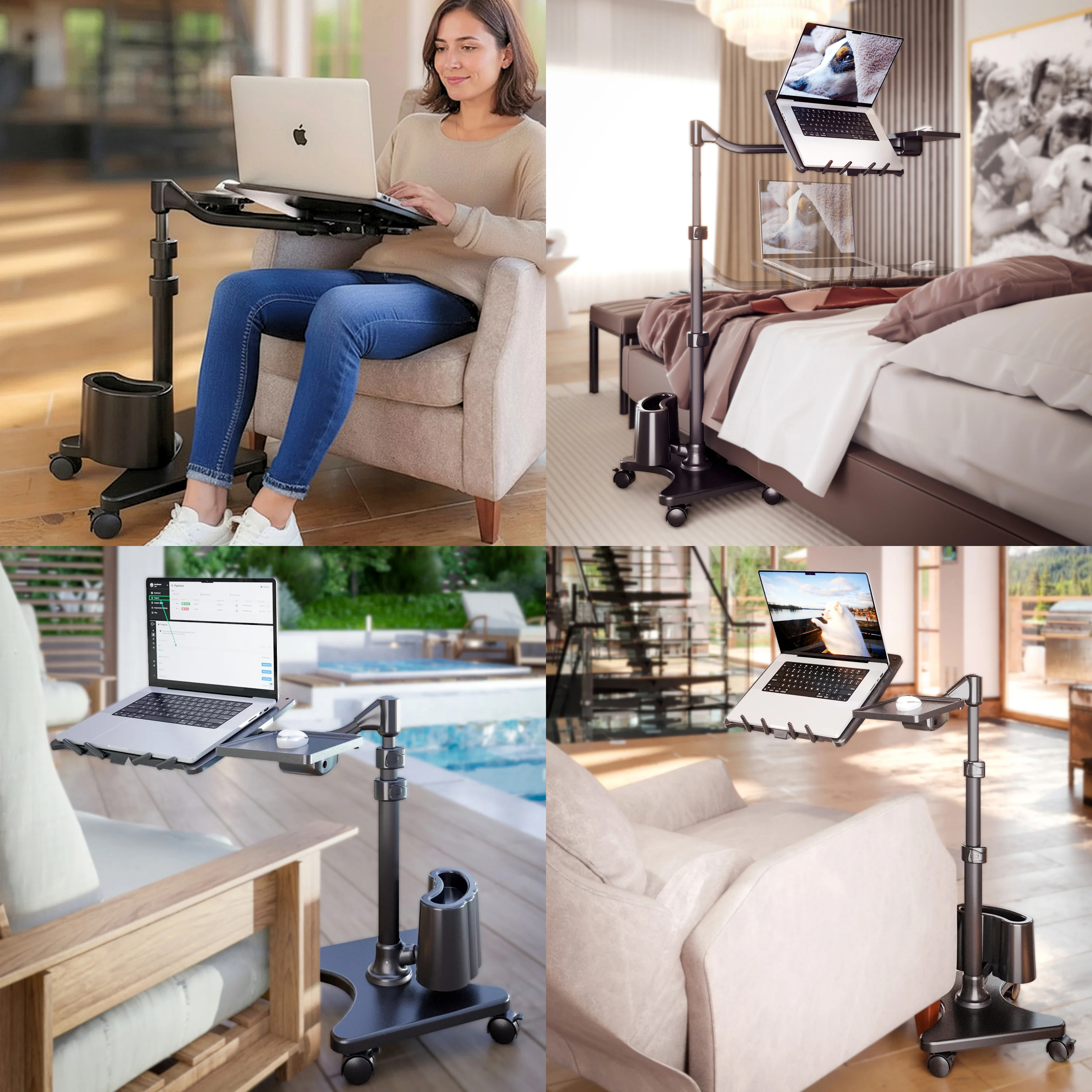 LEVO G2 Deluxe Rolling Laptop Stand with Mouse Tray (33801) by Levo ...